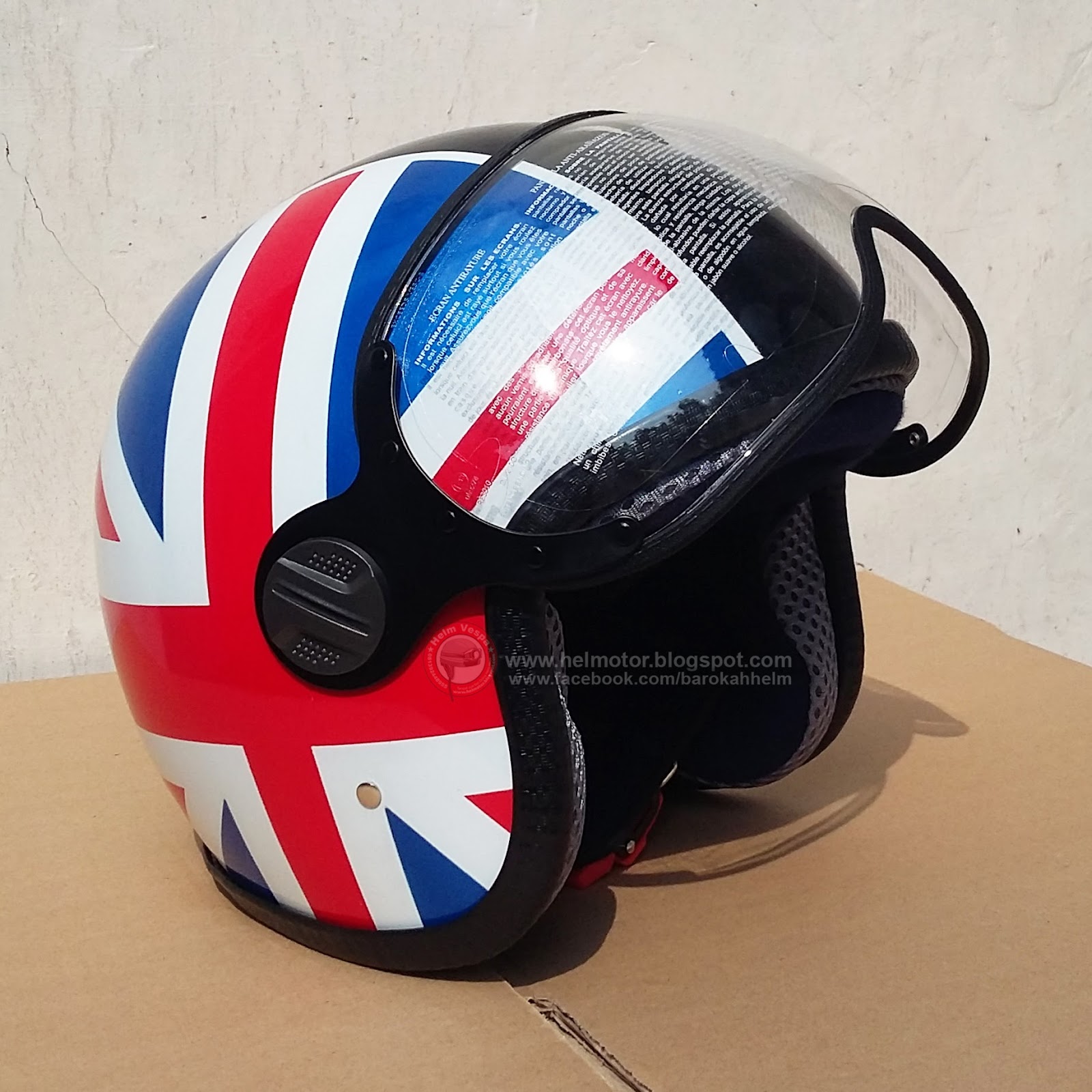 Helm Retro KZ England L8 ~ Helm Vespa