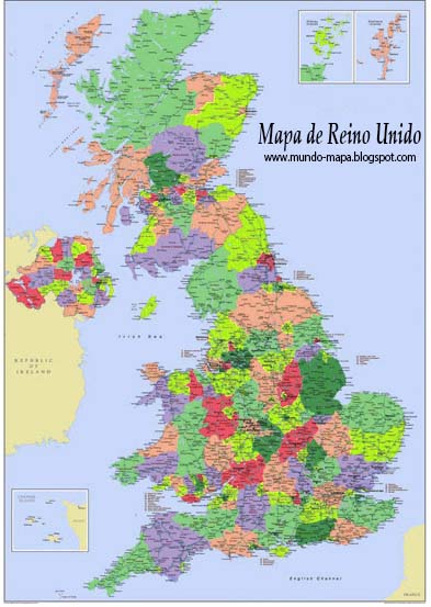 Mapa de Reino Unido Geografi Político