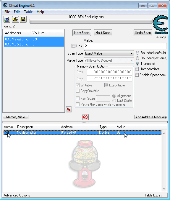 t2Eservo: Spelunky v1.1 Game Cheating Tutorial