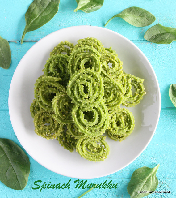 Sandhiya's Cookbook: Spinach Murukku | Palak Chakli | Murukku Recipe