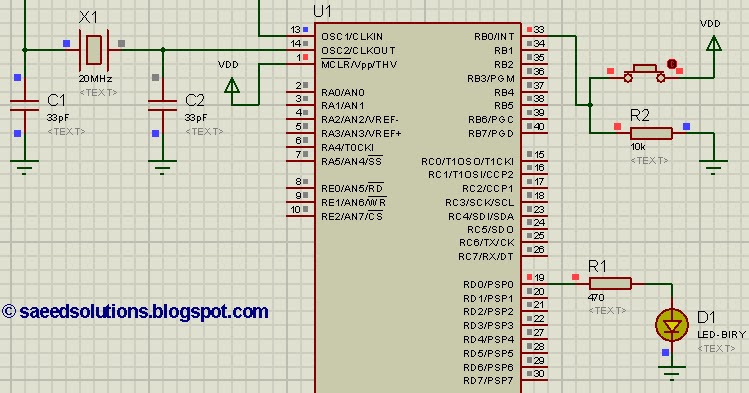 Saeed's Blog: How to use PIC16F877 pin as input? (Code+Proteus simulation)