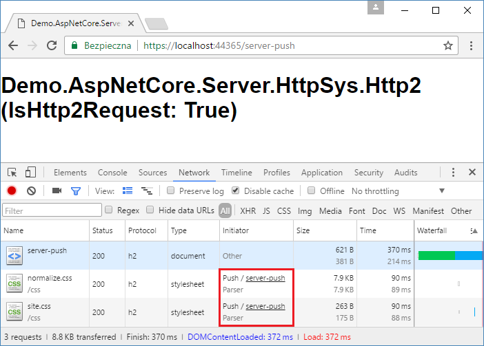 HTTP/2 with Server Push proof of concept for ASP.NET Core HttpSysServer