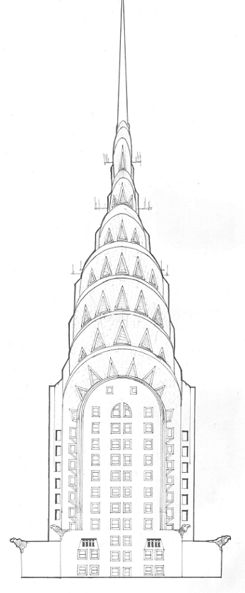 FACHADAS HISTORICAS : EDIFICIO CHRYSLER - NEW YORK - DIBUJO CHRISTIAN BARRERA