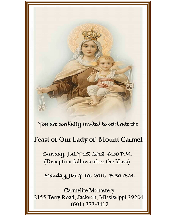 Jackson Carmel: Feast of Our Lady of Mount Carmel Invitation