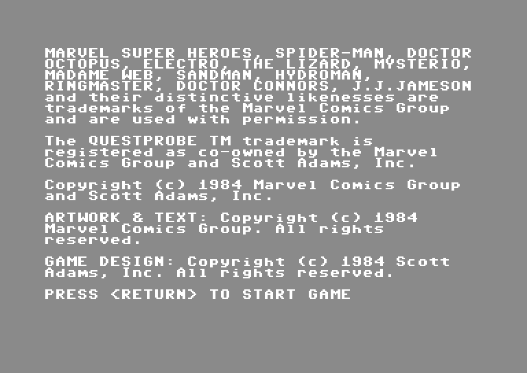 VGJUNK: QUESTPROBE FEATURING SPIDER-MAN (C64 / VARIOUS)