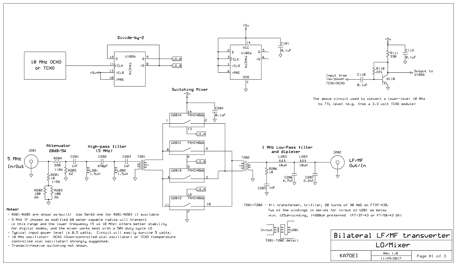 KA7OEI's blog: A transmit converter (and amplifier) for 630 and 2200 meters