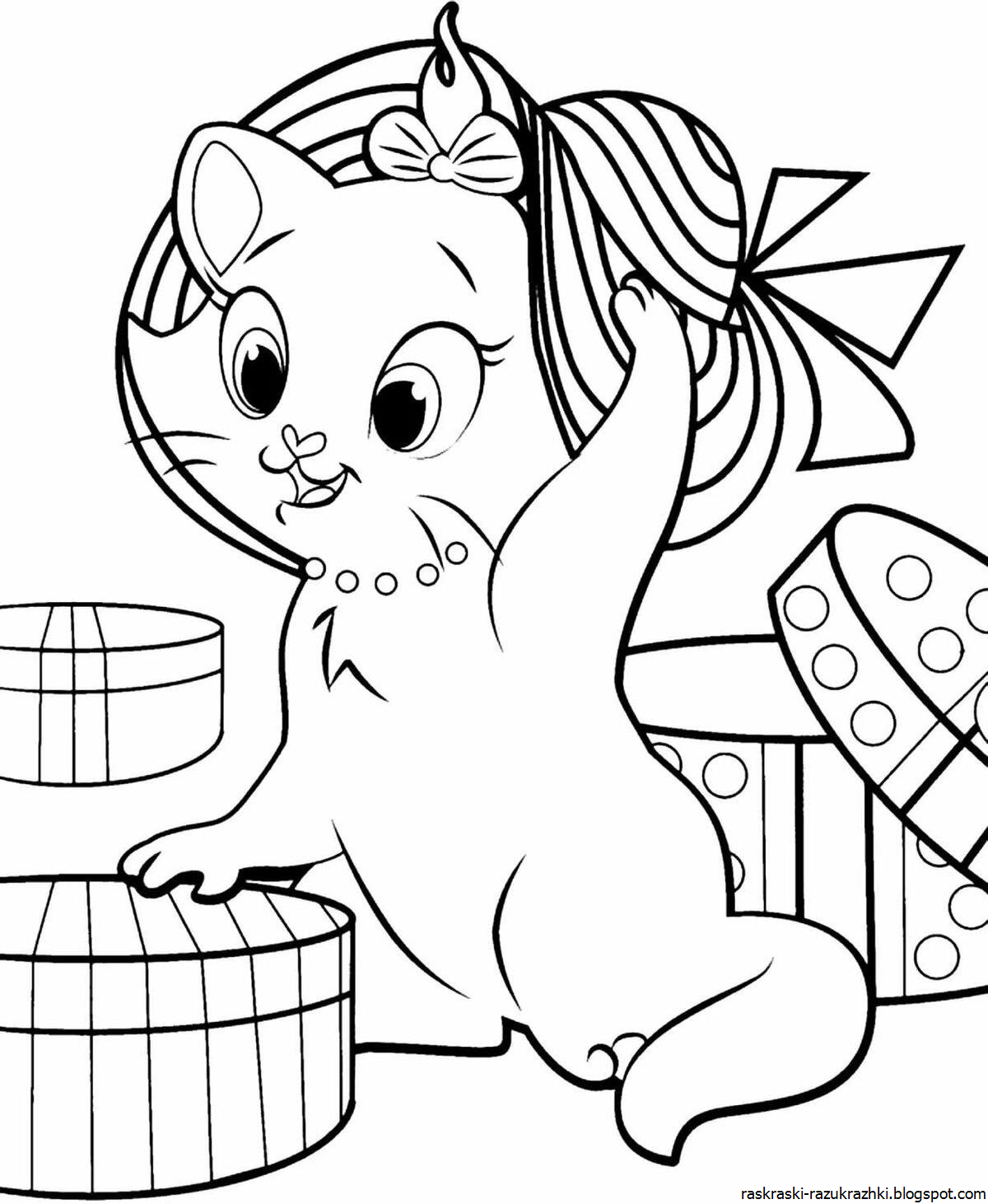 Раскраска Кошечка Для Детей Распечатать