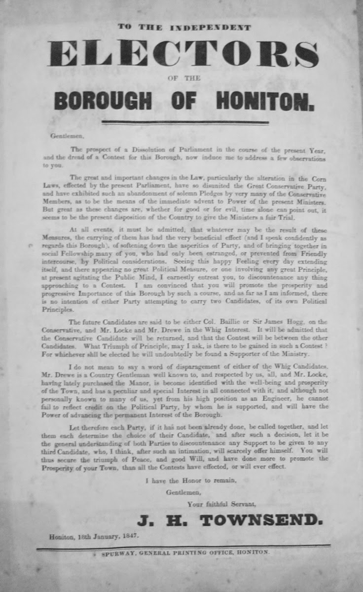 Exeter Working Papers in Book History: Election ephemera: Honiton