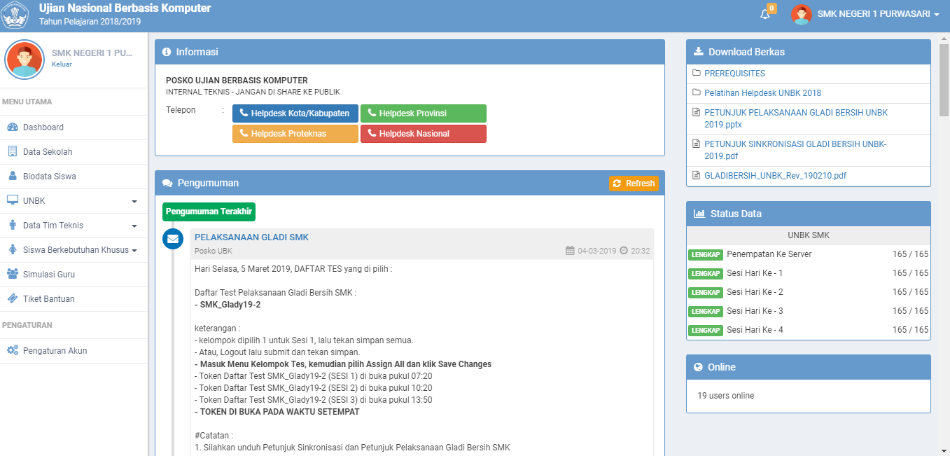 Pengenalan DASHBOARD di MENU UTAMA UNBK.KEMENDIKBUD.GO.ID - HIRO APRI ...