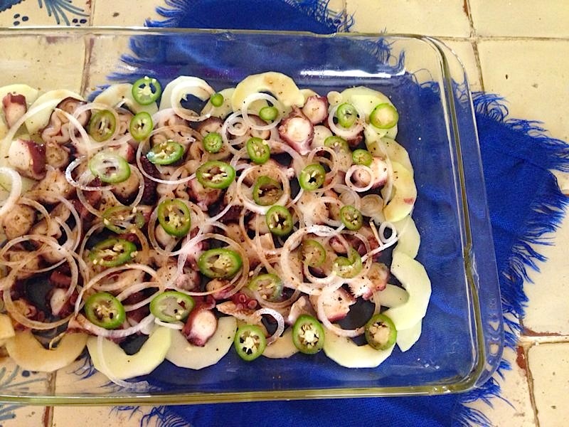 la cocinera con prisa: Aguachile de pulpo y pepino (25 minutos)