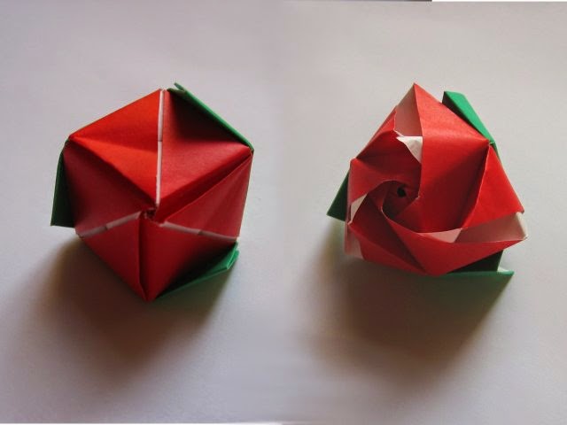 origami rose cube ~ easy paper craft for kids