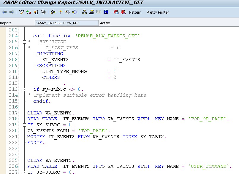 ALV Interactive Report using 'REUSE_ALV_EVENTS_GET' function module