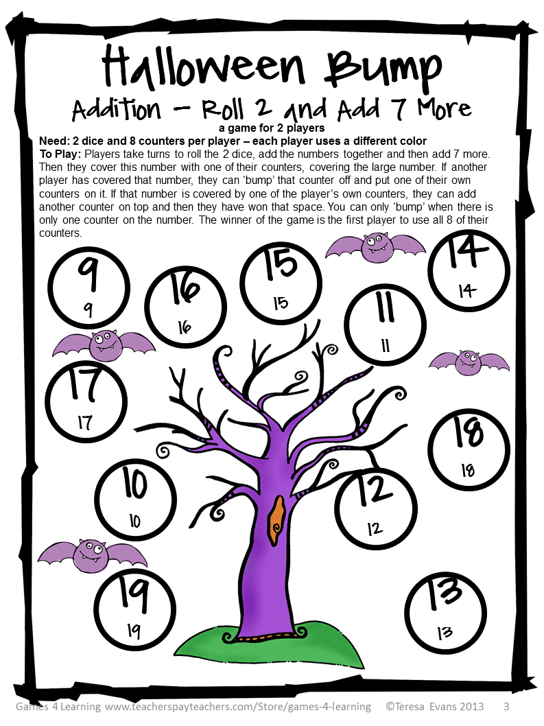 Fun Games 4 Learning: Halloween Math Freebies