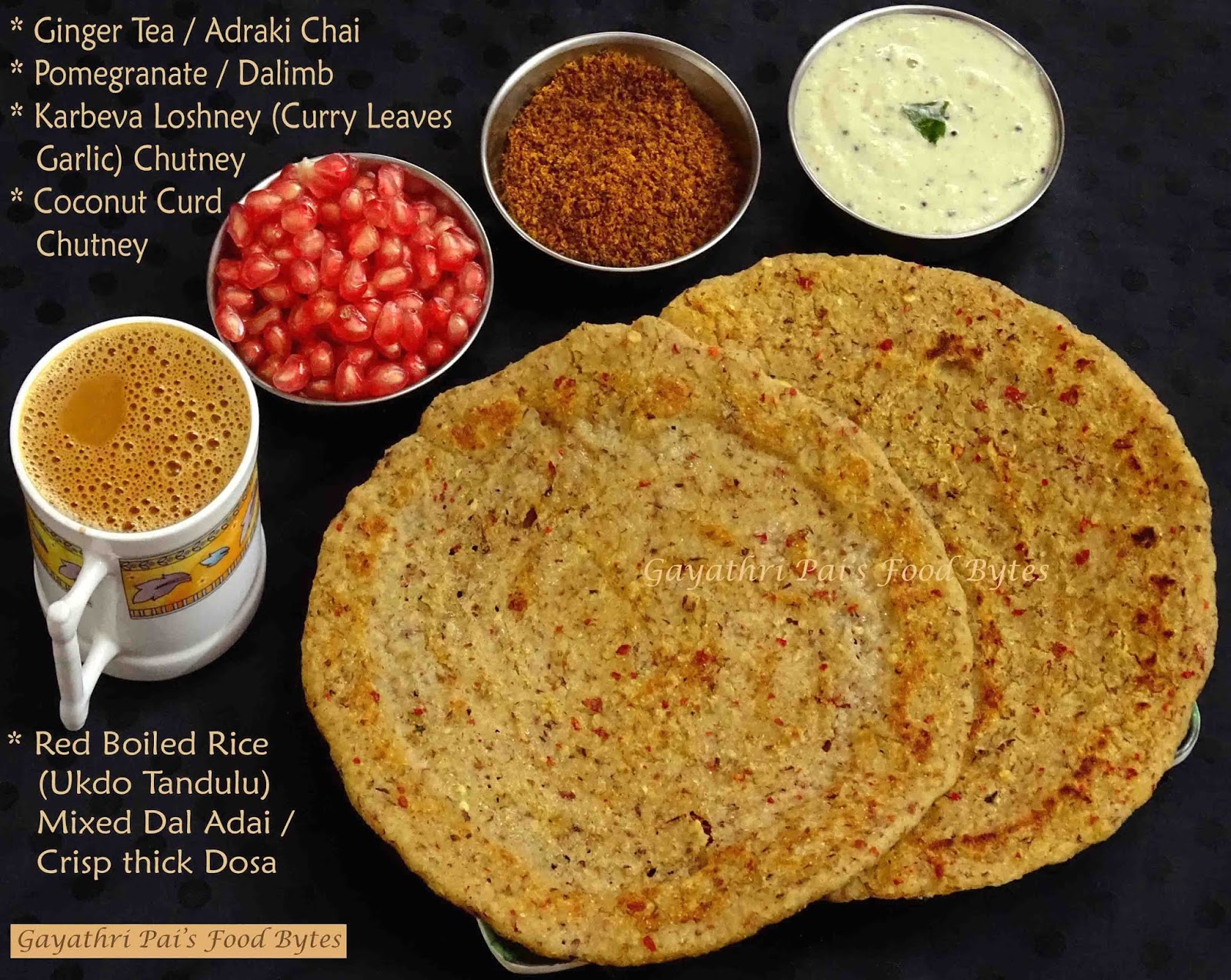 Gayathri Pai's Food Bytes: Spiced Red Boiled Rice Mixed Dal Adai/Crisp ...