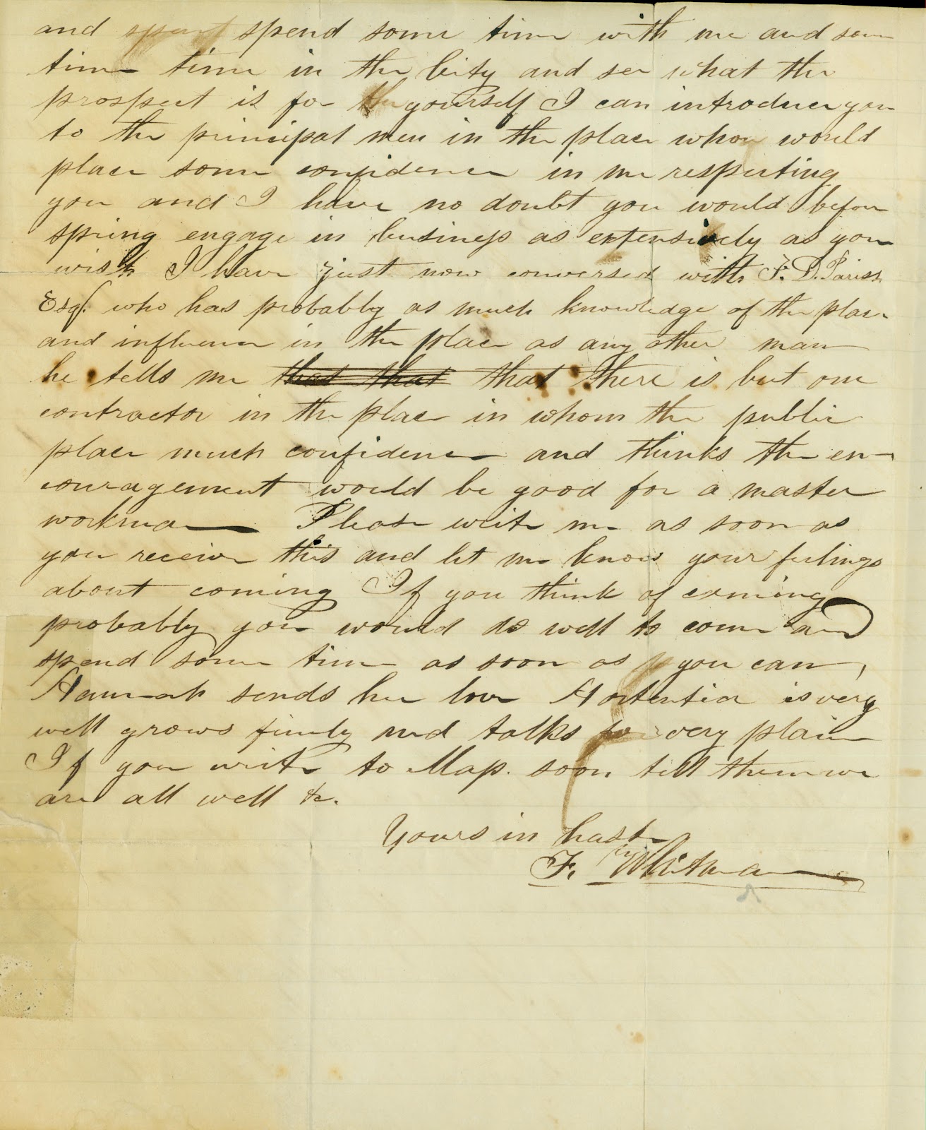 Sandusky History: 1836 Letter from Freeman Whitman to Orrin Bryant