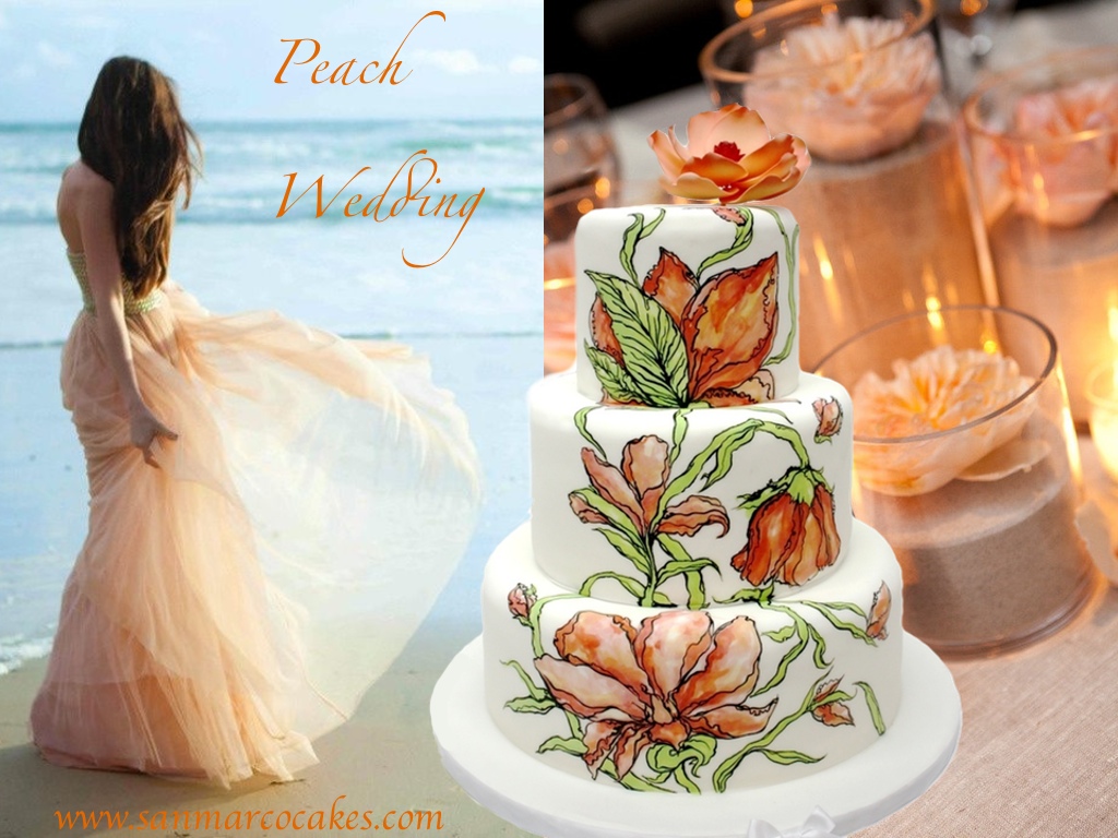 San Marco Cakes: Peach Wedding Inspiration - Hand-painted Wedding Cake ...