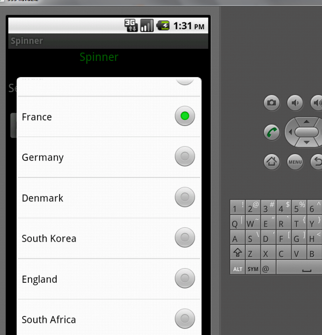 Android Tutorials: Spinner in Android