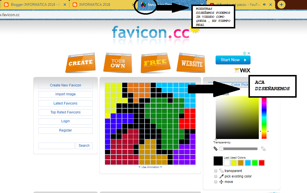 INFORMATICA 2018: FAVICON:¿Que es favicon?¿Como crear uno?