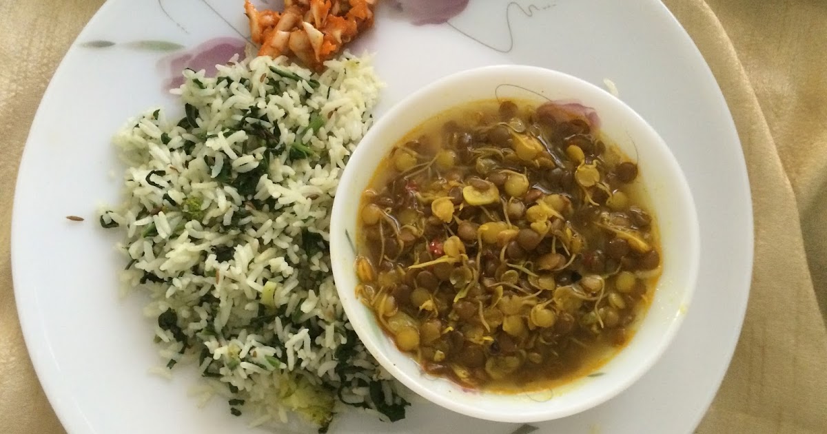 Healthy, Tasty and Easy: Spinach Jeera Rice with Sprouted Masoor Dal ...