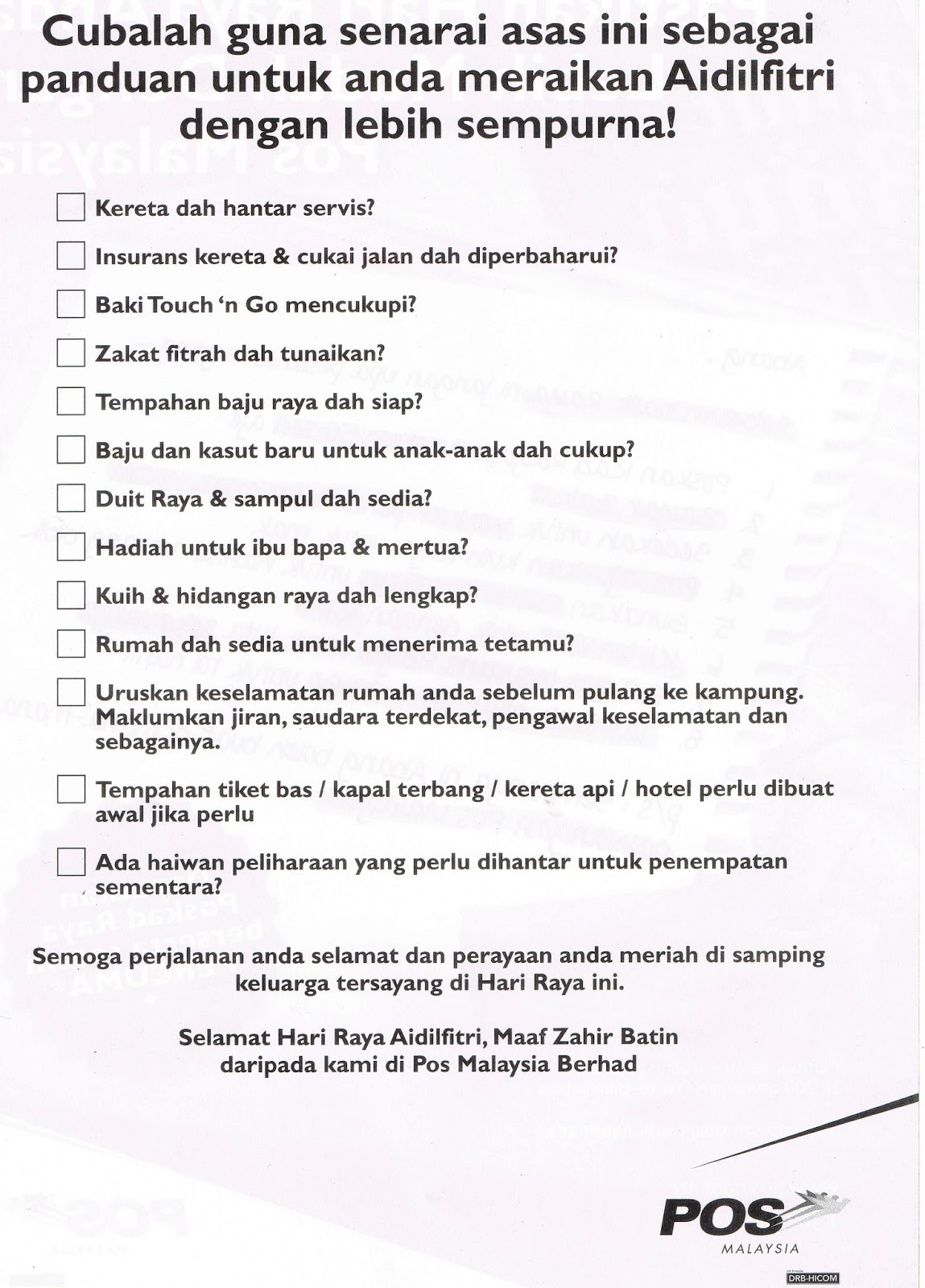 Perkhidmatan Pos Malaysia & Poskad FREE!