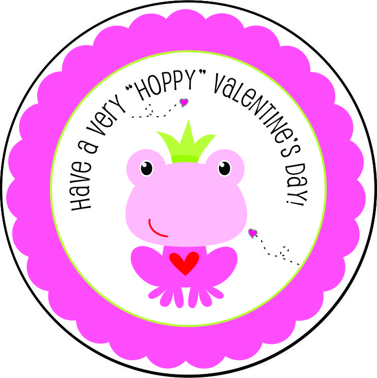 Printable Frog Happy Valentine's Day Gift Tags/Stickers