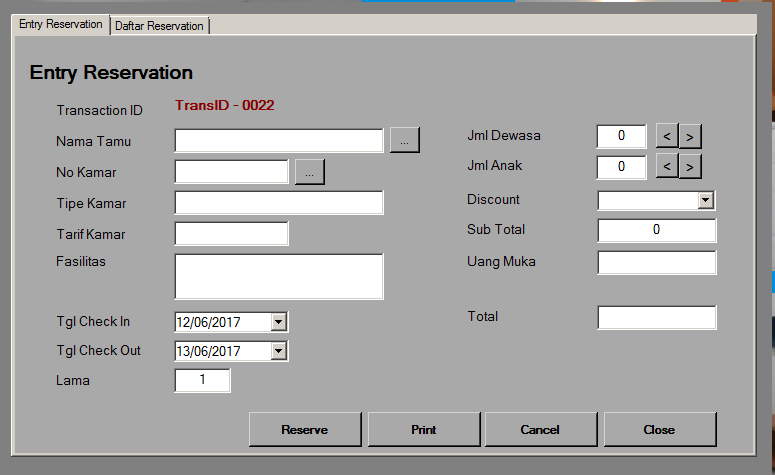 Aplikasi Reservasi Hotel dengan VB NET dan database Access ~ Chandra_Inside