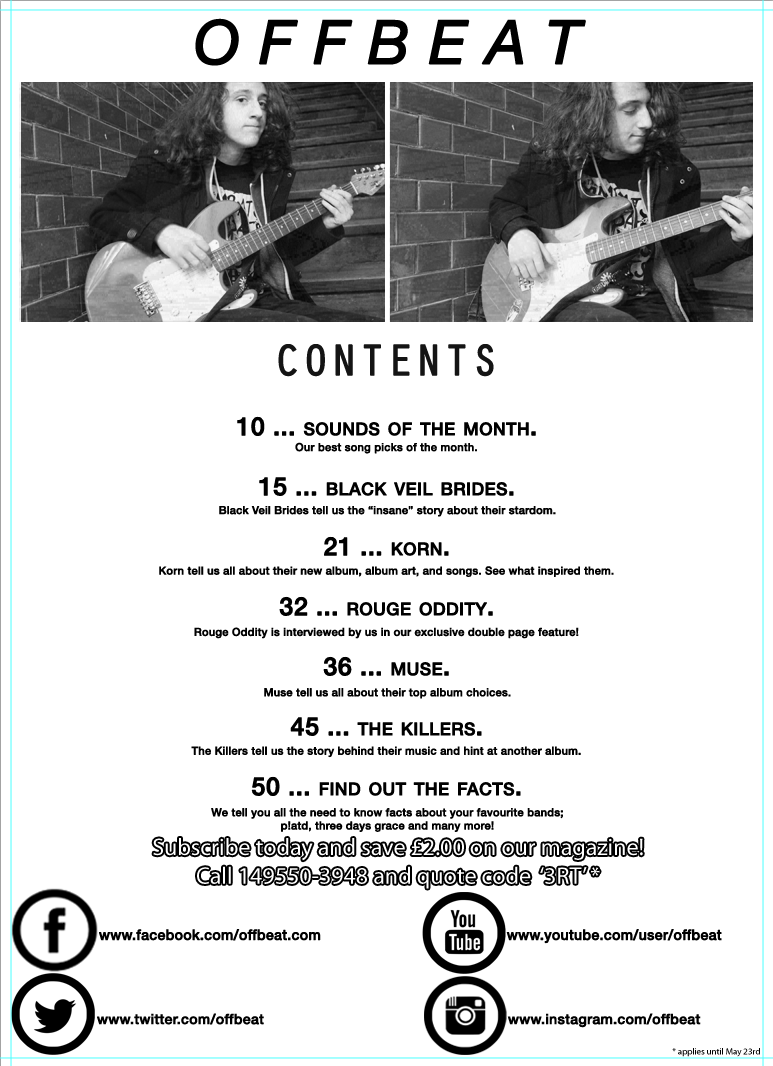 AS Media Coursework: Finished Contents Page
