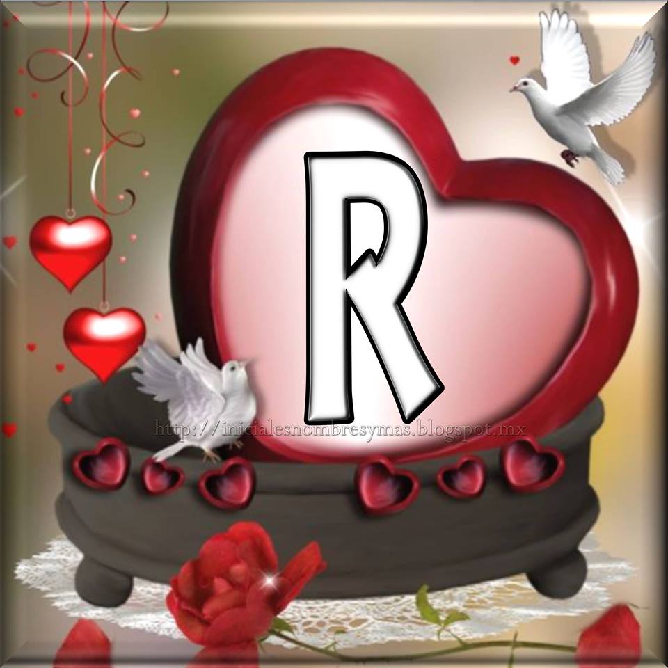 Iniciales Nombres y Más: Corazón con iniciales J a la R