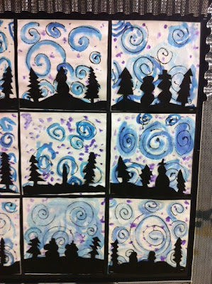 Apex Elementary Art: Winter Scenes by Mrs. Evenhouss's Class