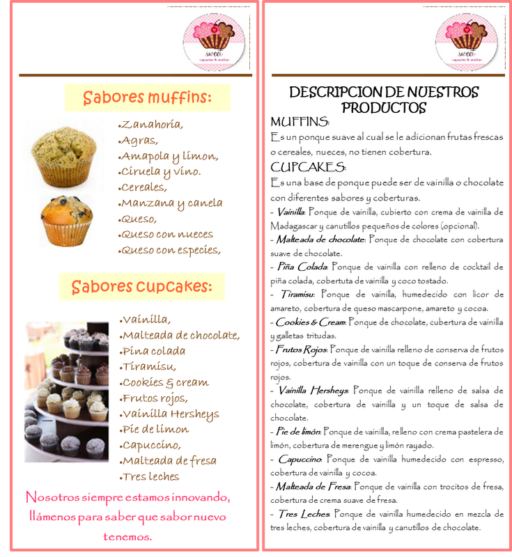 Sweet Cupcakes & Muffins: Nuestro menu clásico