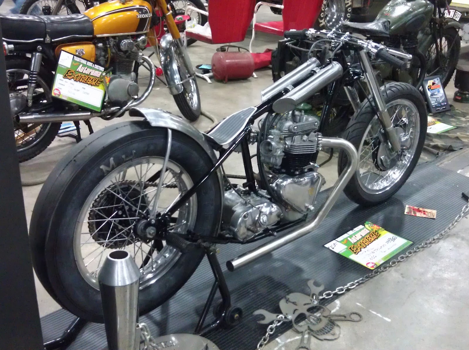 Fast is fast...: Bicycles and motorcycles at the 2013 Detroit Autorama.