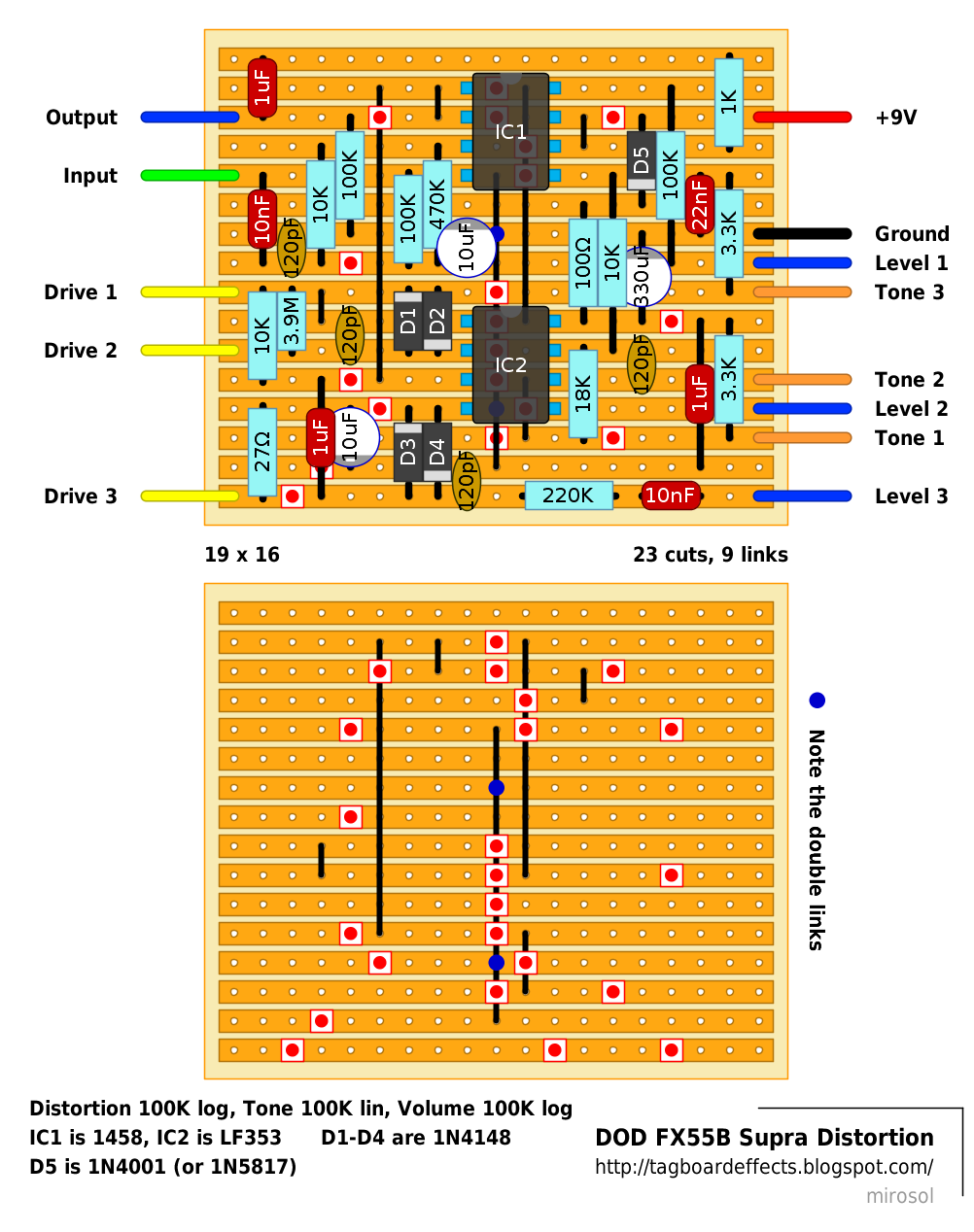 Guitar FX Layouts: DOD FX55-B Supra Distortion