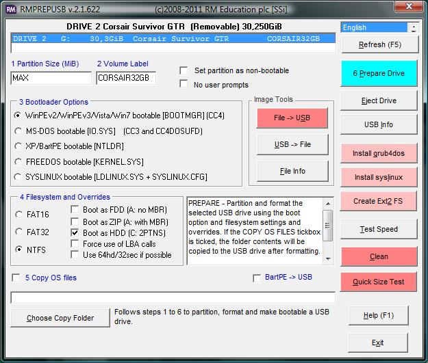 RMPrepUSB 2.1.709 Español Portable | Portables Programas