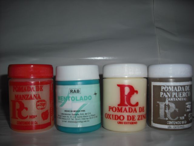 productosvillalobos: POMADAS: MANZANA, MENTOLADO, OXIDO ZINC, PAN PUERCO