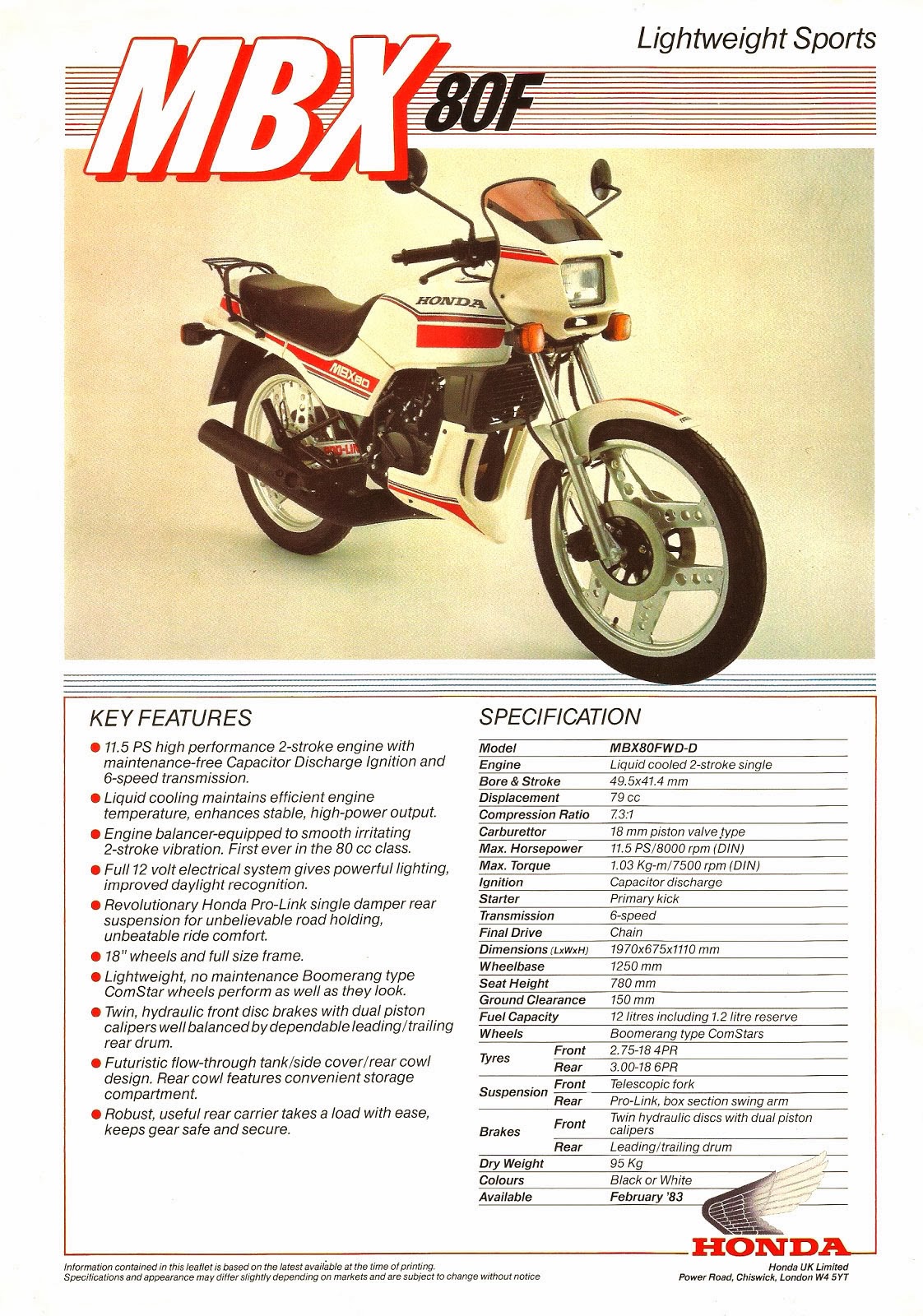 Honda MBX80 : brochures