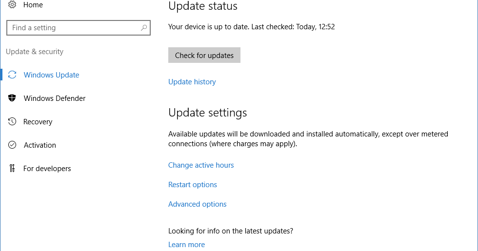Windows Server 2016 - Windows Update User Interface in Control Panel ...