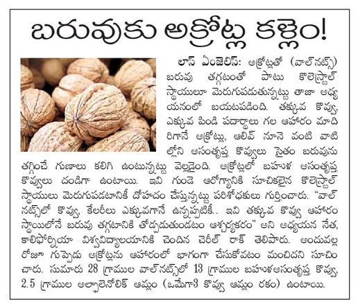 TELUGU WEB WORLD: EATING WALL NUTS - AKRUT FRUITS REDUCES BODY WEIGHT ...
