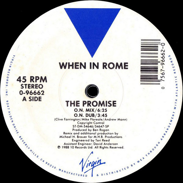 drony_dj Electro Bass: When In Rome ‎- The Promise (Vinyl, 12, 1988 ...