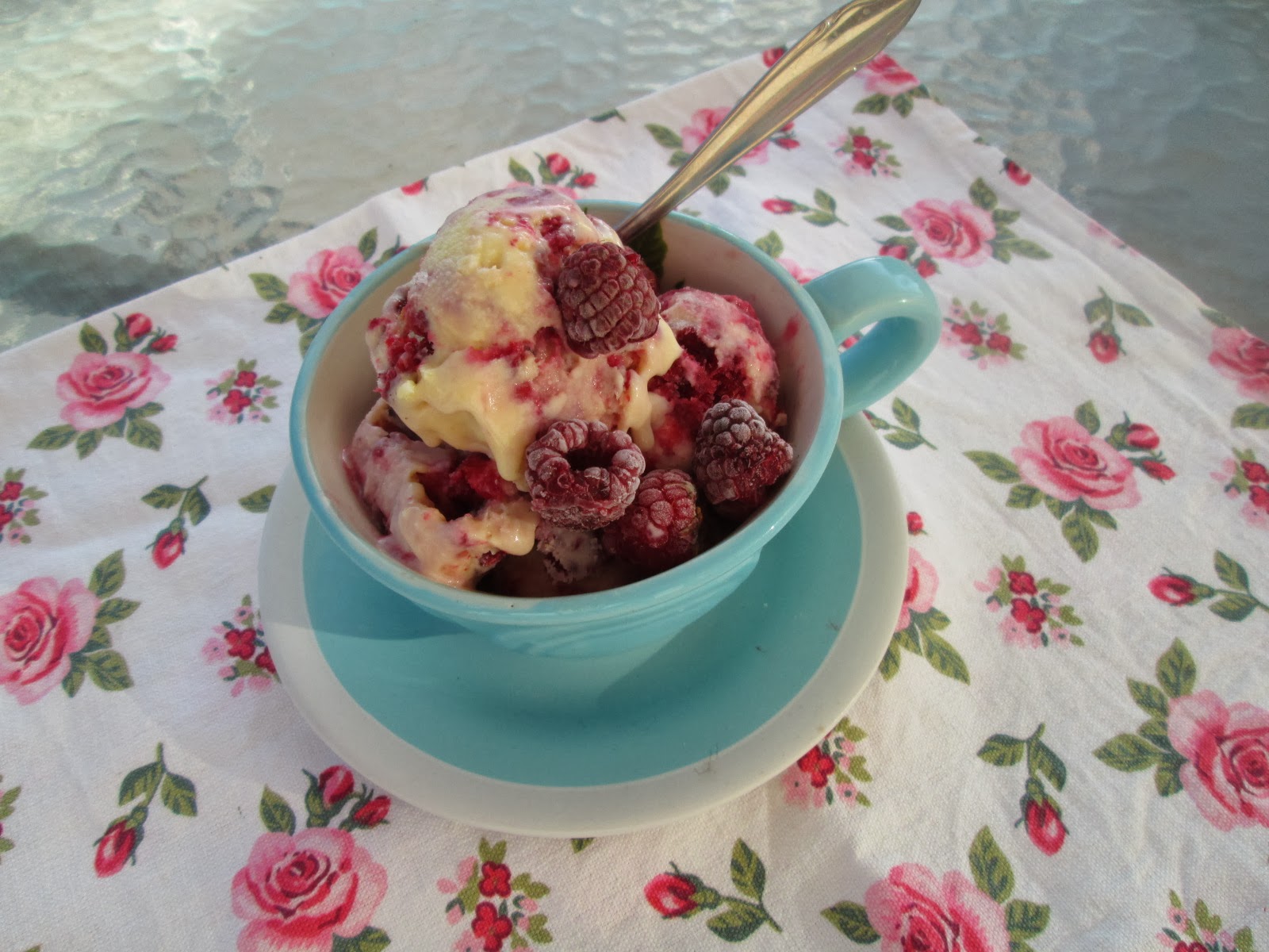 Canela kitchen (gloria): White chocolate raspberry Swirl Ice cream