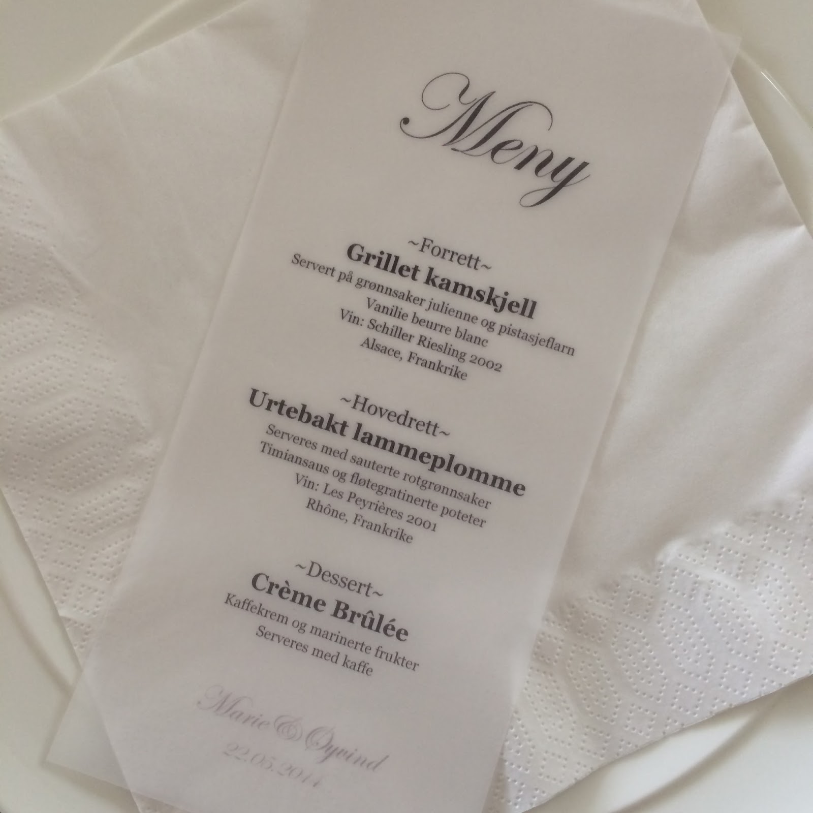 Papir og Design - en inspirasjonsblogg: Meny til bryllup!