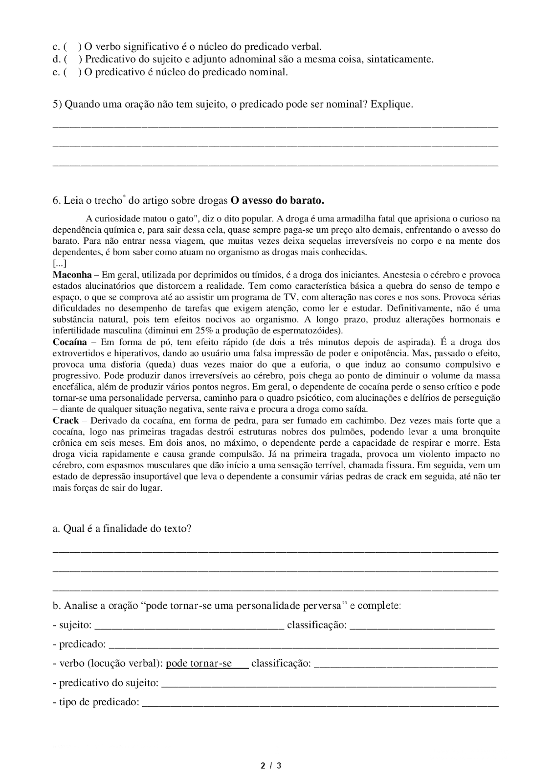 Atividades De Portugues 7 Ano Para Imprimir - RETOEDU