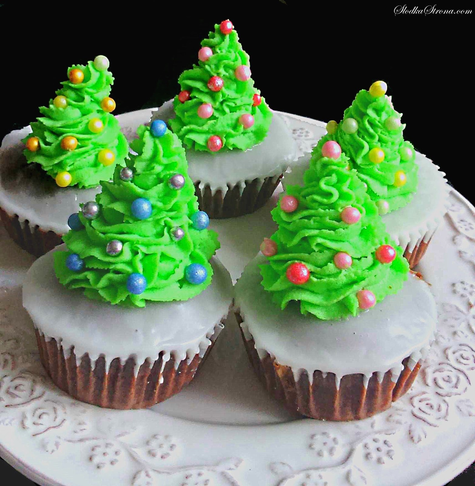 Słodka Strona: Babeczki - Bożonarodzeniowe Choinki