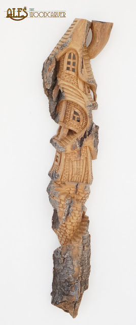 Ales the woodcarver: Cottonwood bark carvings