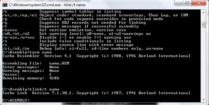 Mencetak Nama Sendiri Pada Software Assembly ~ Berbagi Itu Indah