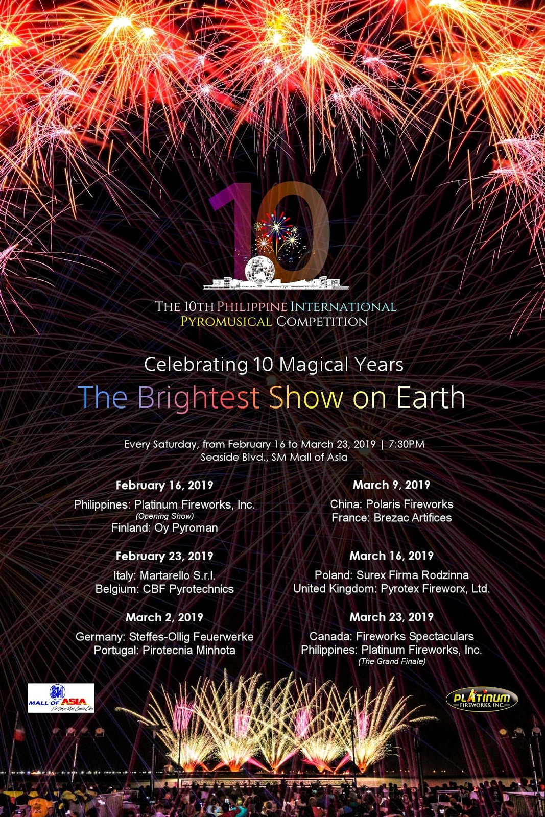 2019 Philippine International Pyromusical Competition Schedule