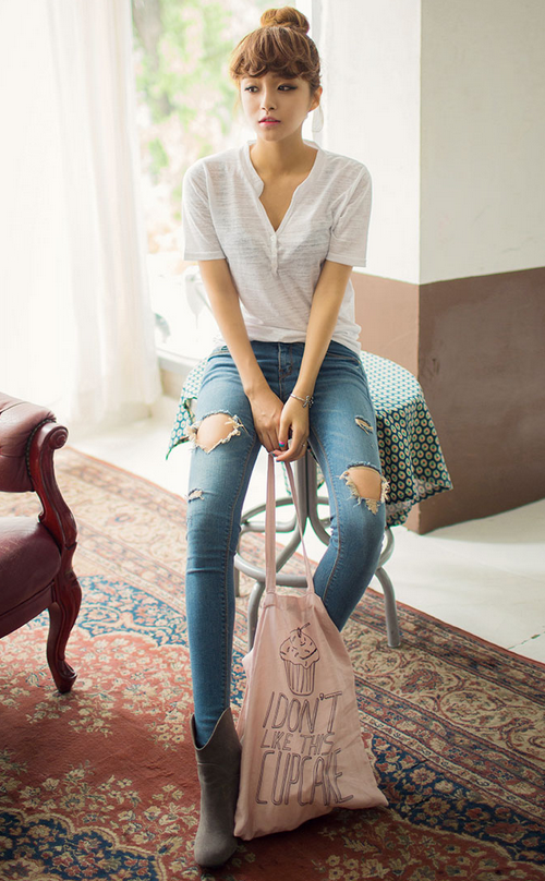 [Chuu] Ripped Hole Skinny Jeans | KSTYLICK - Latest Korean Fashion | K ...