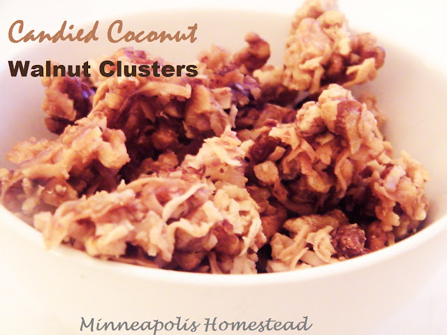 Easy Candied Coconut Walnut Clusters - Minneapolis Homestead