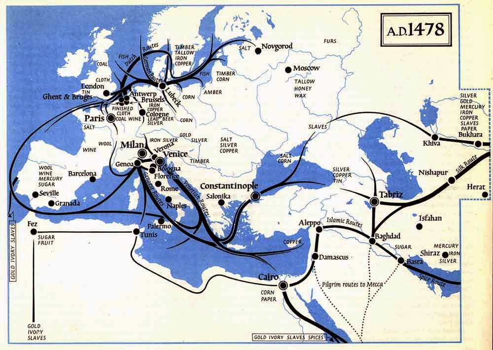 Cryptoforestry: European Medieval trade routes