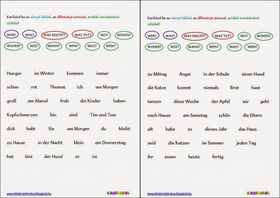 Kinderspiel: Satzglieder einkreisen- letölthető