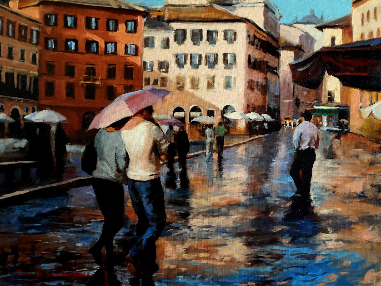 Jonelle Summerfield Oil Paintings: Unpredictable Weather in the Piazza ...